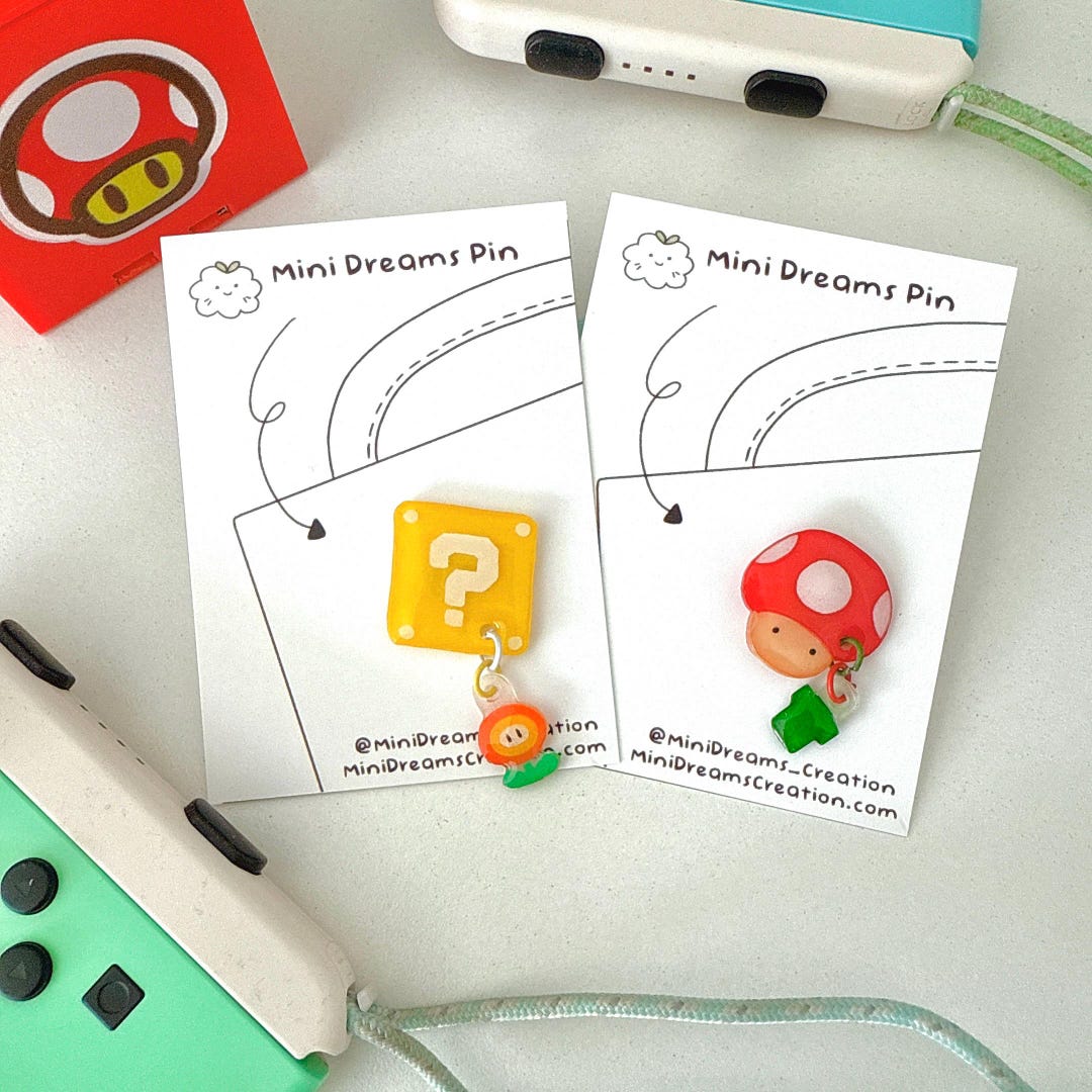 Mushroom Pin/mystery Block Pin /cute Handmade Pin//pin for Bags Hats ...