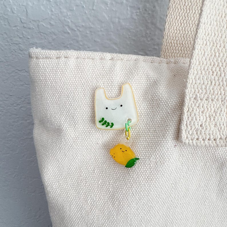 Bag Pin//lemon Pin//cute Handmade Pin//pin for Bags and Hats//accessory ...