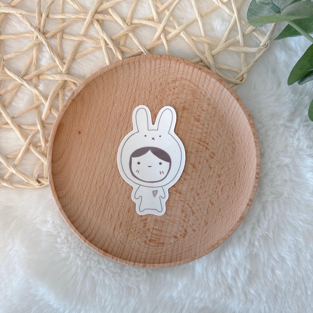 Bunny Girl Sticker/cute Animal Vinyl Sticker/kawaii Bunny Illustration ...