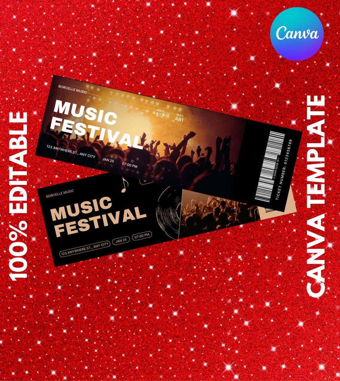 Editable Concert Ticket Template, Fake Concert Ticket, Surprise Custom ...