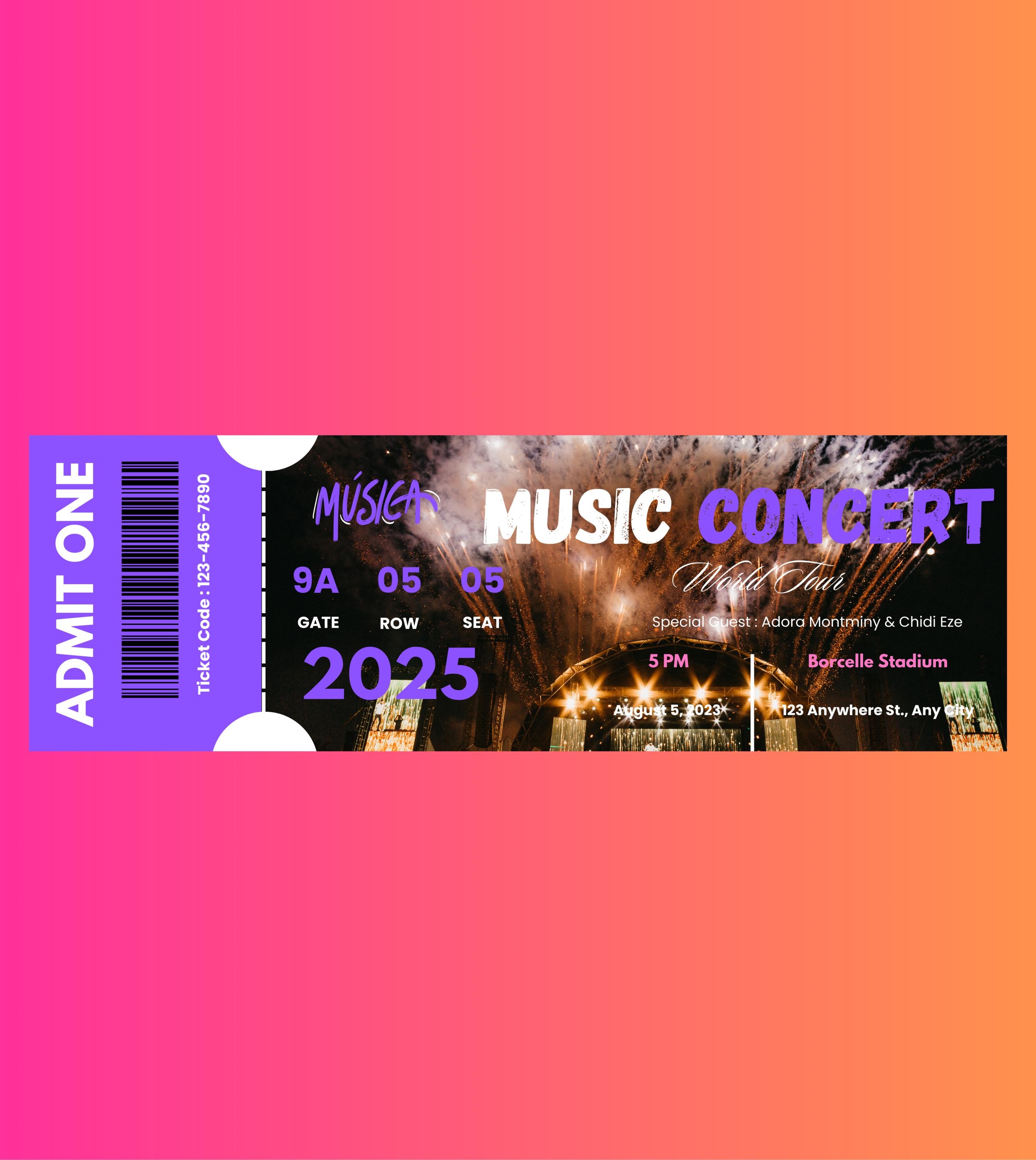 Fake Concert Ticket | Custom Printable Concert Ticket Gift | Editable ...