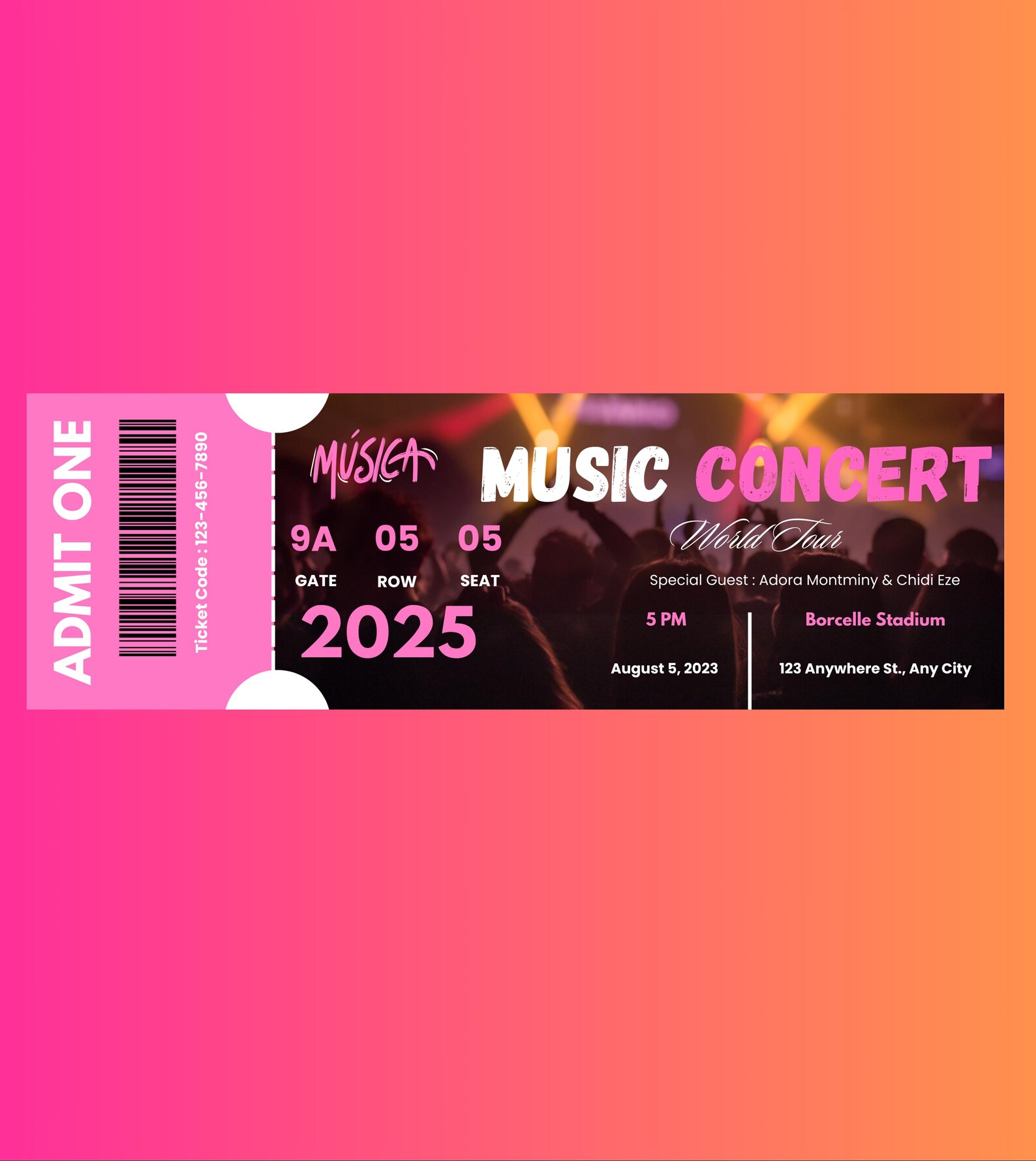Editable Concert Ticket Canva, DIY Tickets Template, Printable Custom Concert Ticket, Birthday ...