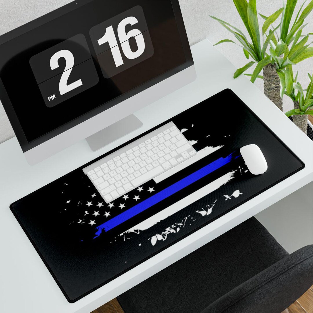 Thin Blue Line Desk Mat, Police Officer Gift, Patriotic Mouse Pad, Law ...