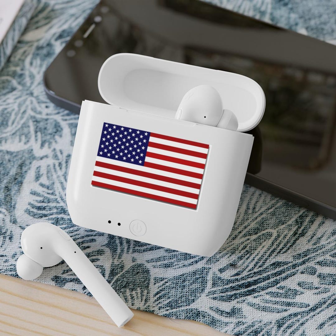 Patriotic Wireless Earbuds Case, USA Flag Design, Bluetooth Earbuds Cover, Gift for Music Lovers ...