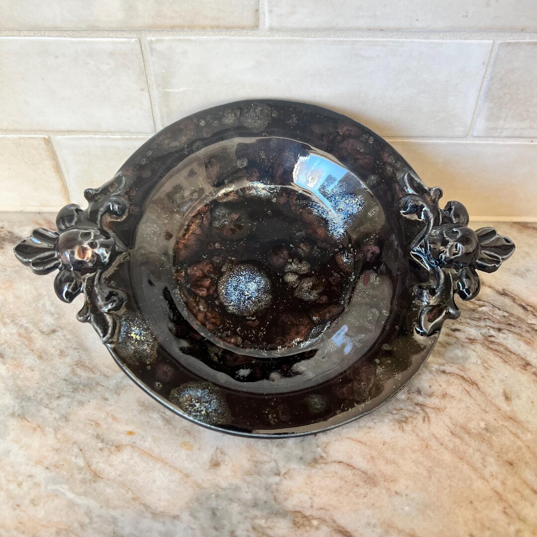 Gothic Altar Trinket Dish | Handmade Stoneware Skull Bowl | Occult ...