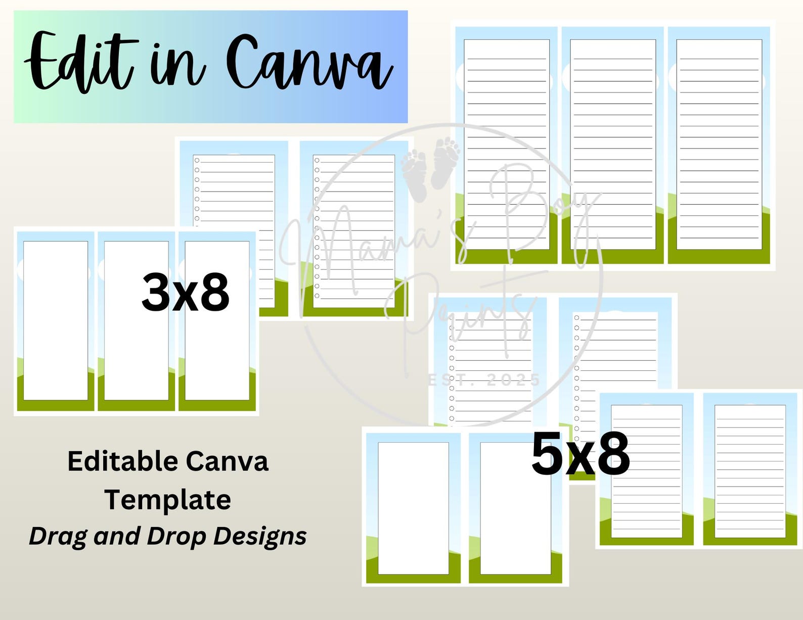 Editable Canva Notepad Templates | 6 Designs, 3.5x8 & 5x8 (digital ...