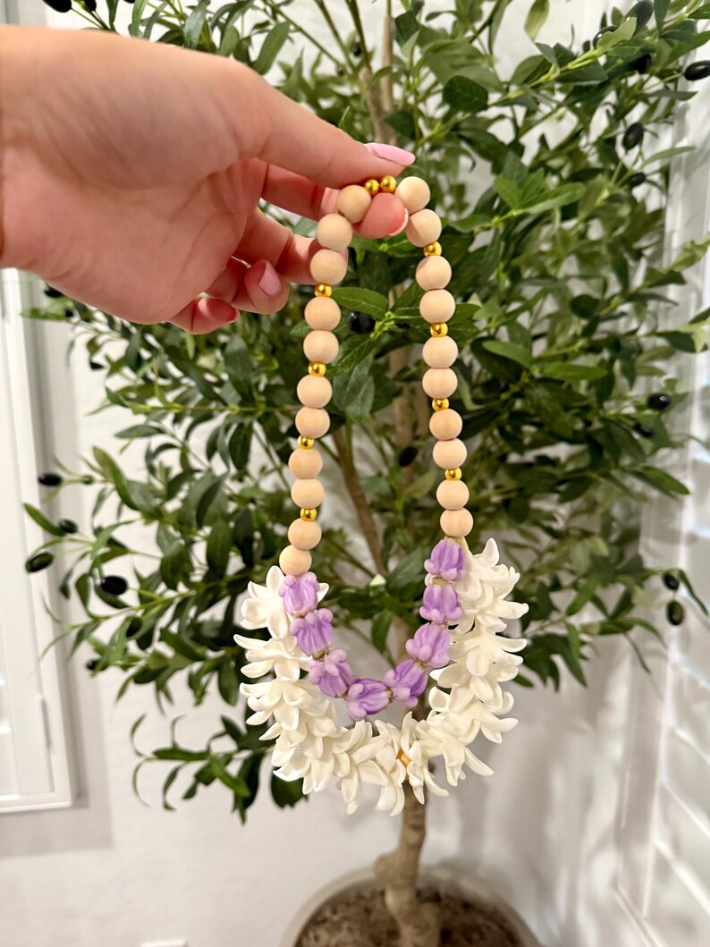 Double Jasmine Pikake & Pakalana and Rose Lokelani Clay Car Lei ...