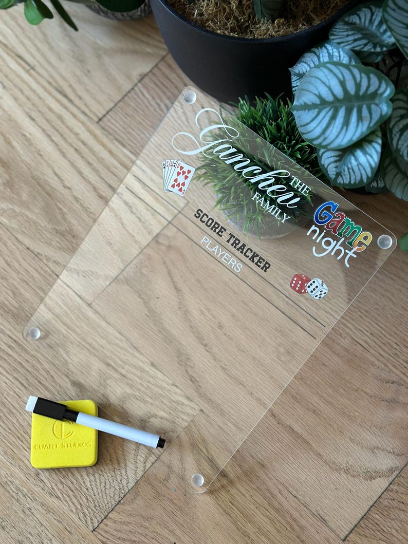 Personalized Family Game Night Scoreboard • Acrylic Dry Erase Score ...