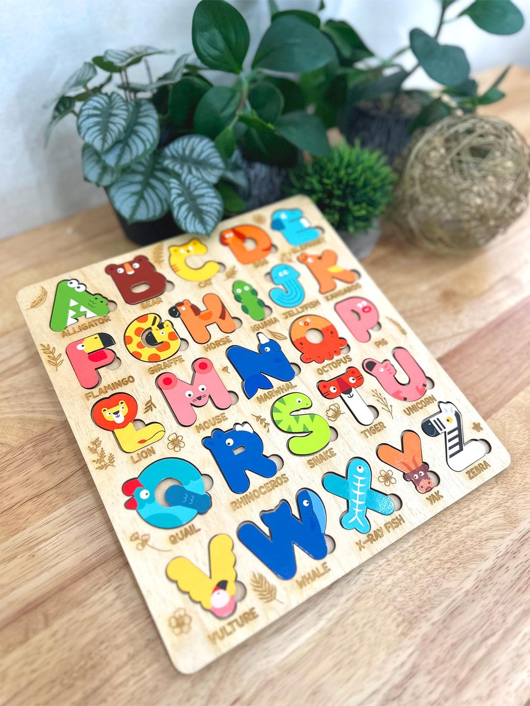 Wooden Alphabet Puzzle Montessori Toys, Personalized Gift, Educational ...