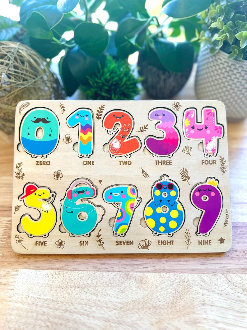 Handmade Wooden Number Puzzle: Montessori Toddler Learning Toy - Etsy
