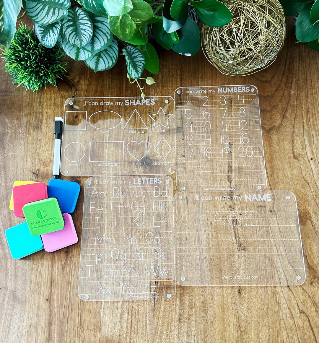 Personalized Acrylic Tracing Board Set of 4: Montessori Learning ...