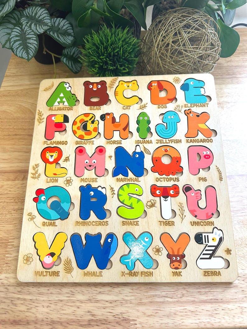 Wooden Alphabet Puzzle Montessori Toys, Personalized Gift, Educational ...