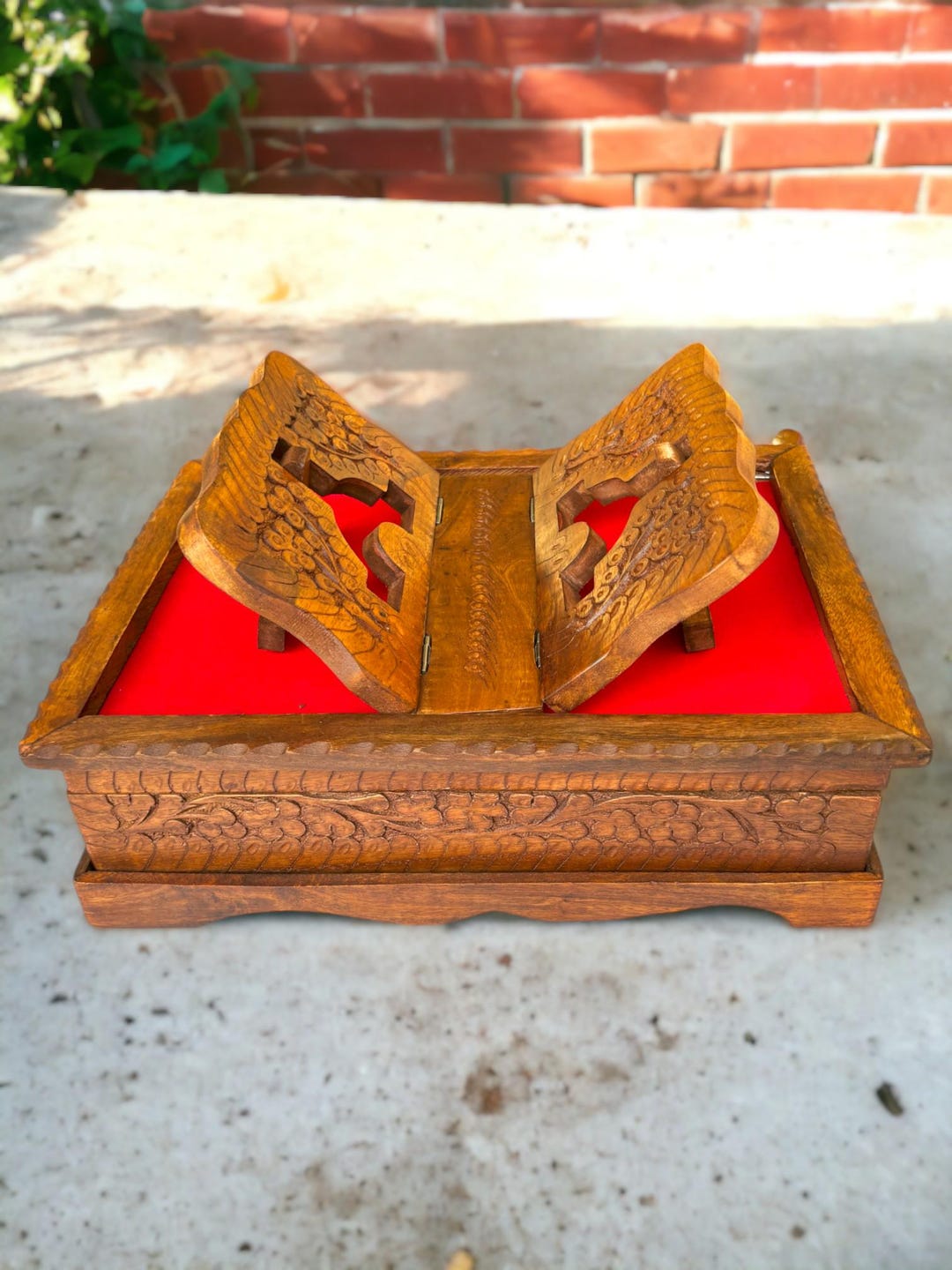 Handmade Wooden Holy Quran Box With Quran Holder/stand/rail on Top and ...
