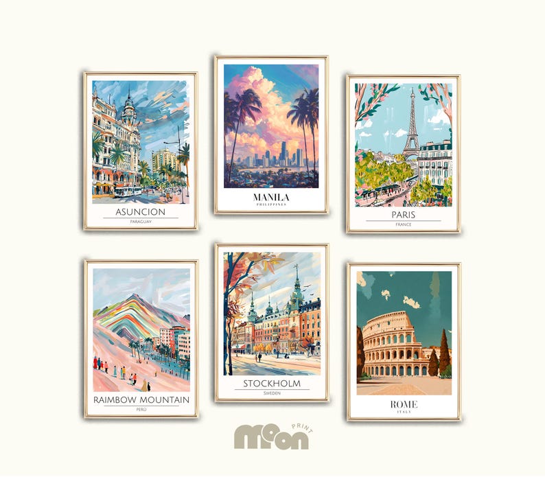 Travel Prints Bundle 1000+ Vintage Travel Wall Art City Poster Set ...