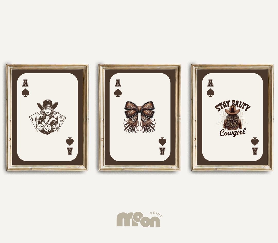 Western Cowgirl Playing Card Wall Art Set of 3 Trendy Western Art ...