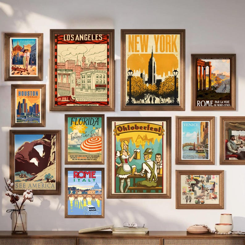 Travel Prints Bundle 1000+ Vintage Travel Wall Art City Poster Set ...