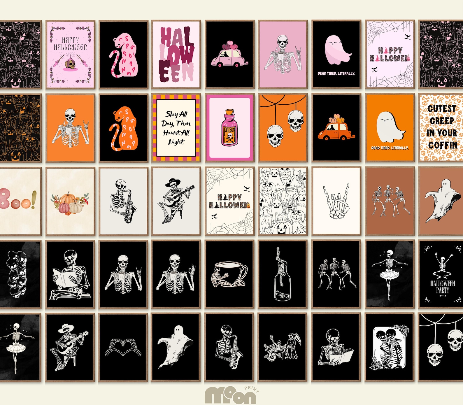 Pink Halloween Wall Art MEGA BUNDLE of +750, Cute Spooky Gallery Prints ...
