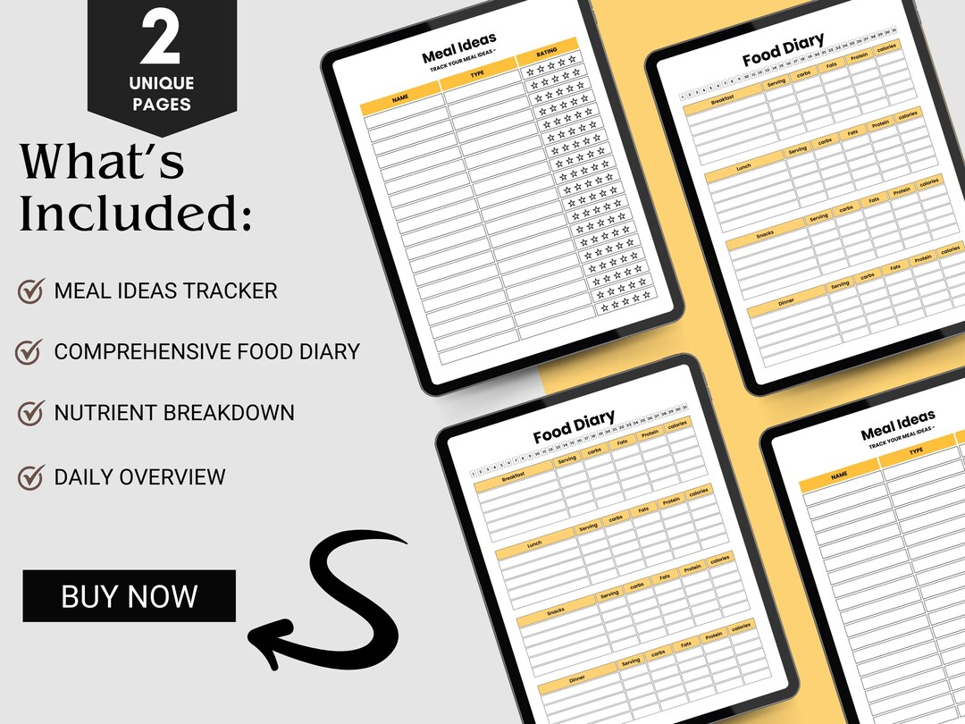 Meal Idea Tracker and Food Diary - Plan, Track Meals & Stay Organized ...