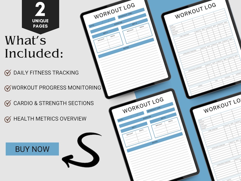 Daily Fitness Tracker | Workout Log | Cardio & Strength Planner ...