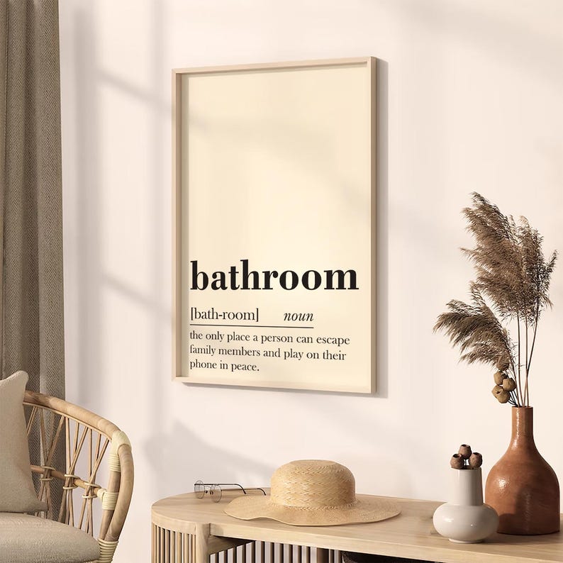 Funny Bathroom Wall Art, Minimalist Bathroom Sign, Printable Restroom ...