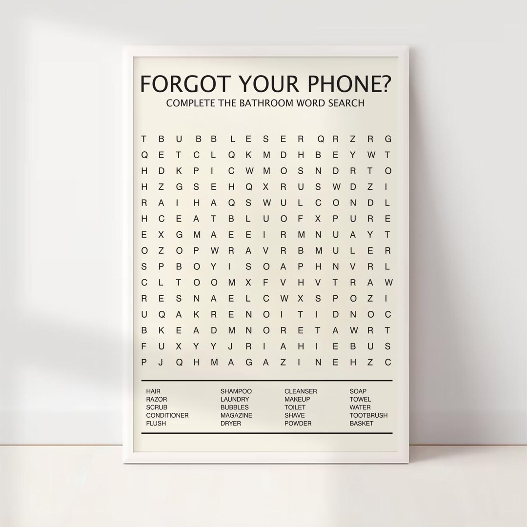 Forgot Your Phone Word Hunt, Funny Bathroom Wall Art, Printable ...