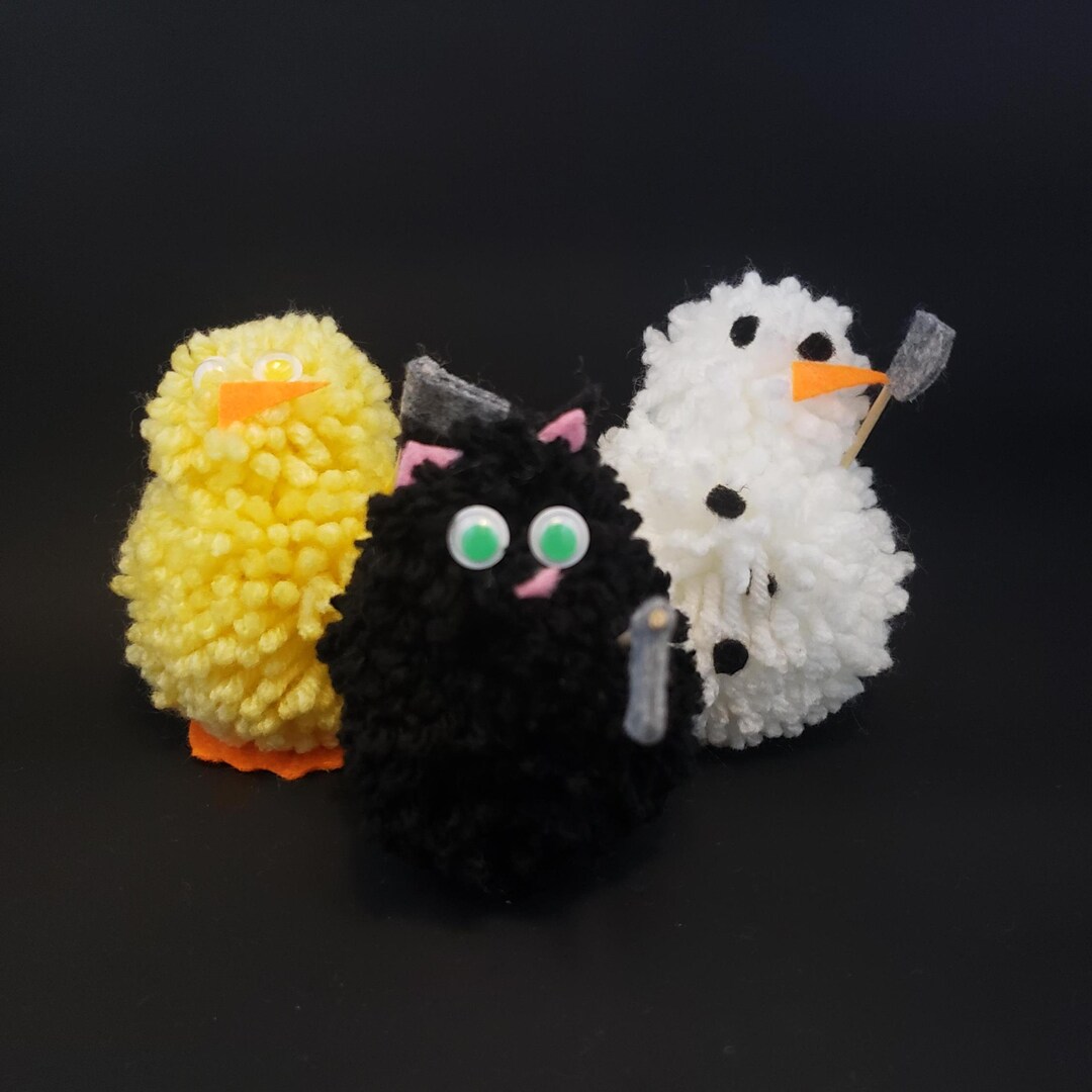 Puffball Monster Axe Friends - Googly-eyed Pompom Ball Monsters - Etsy