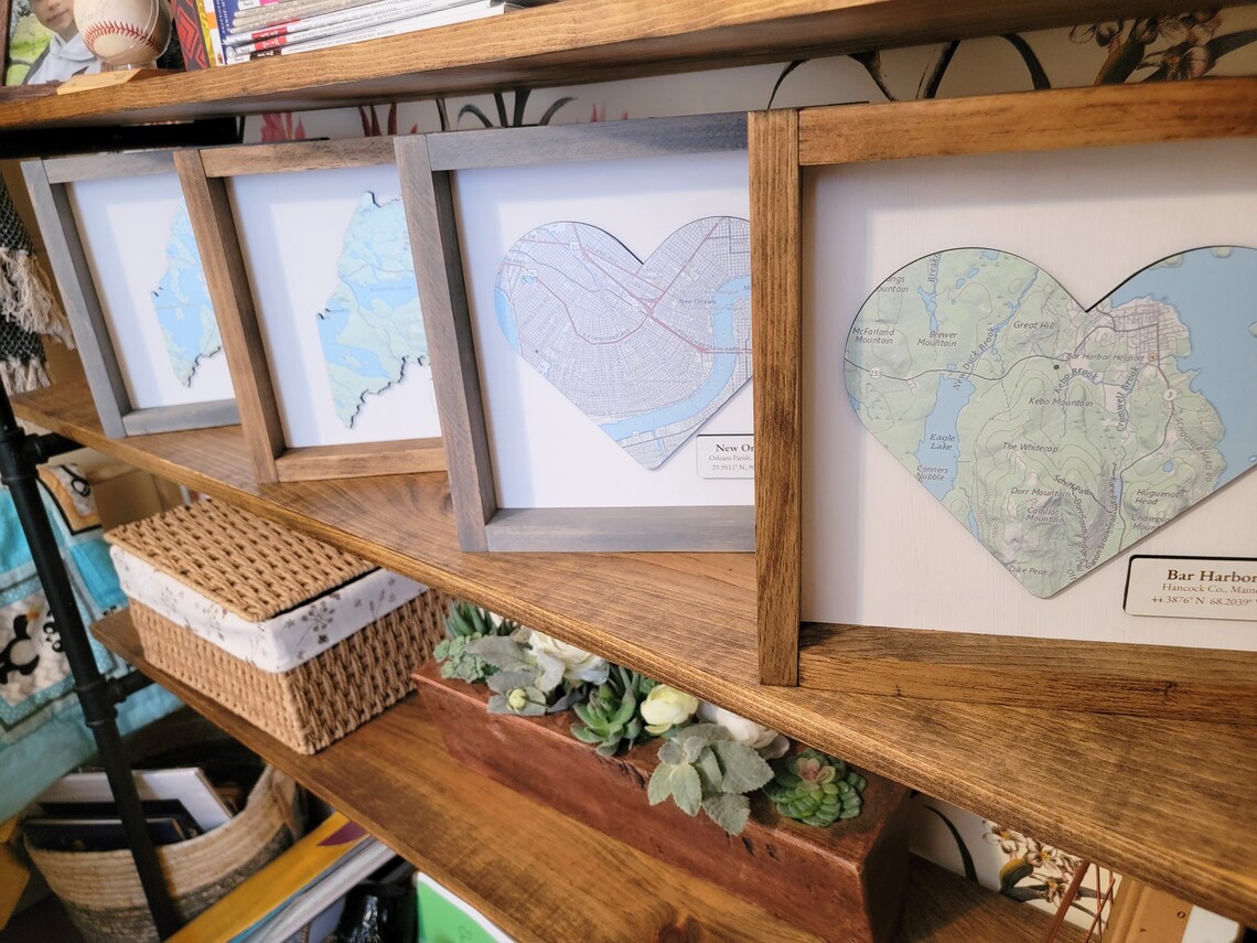 Custom Map Heart Sign, Large Wood Map Sign, Heart Map Print, Wood Map ...