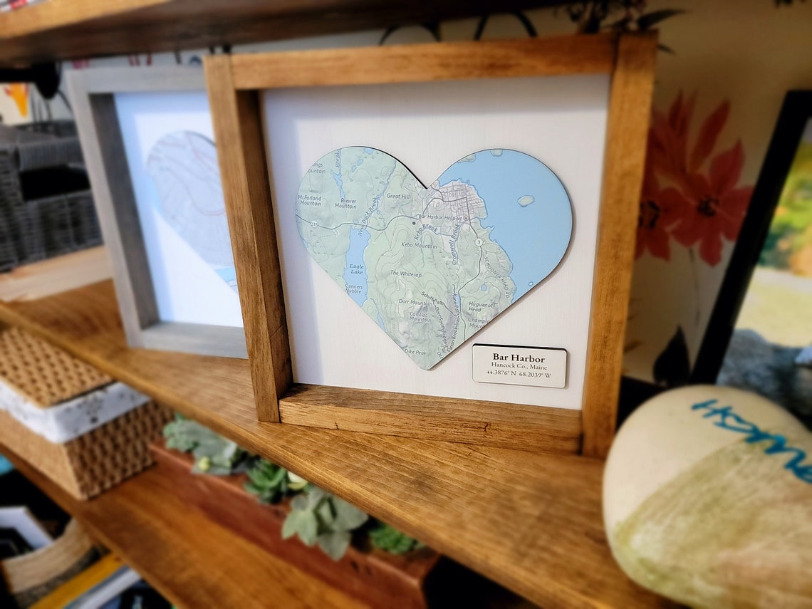 Custom Map Heart Sign, Large Wood Map Sign, Heart Map Print, Wood Map ...