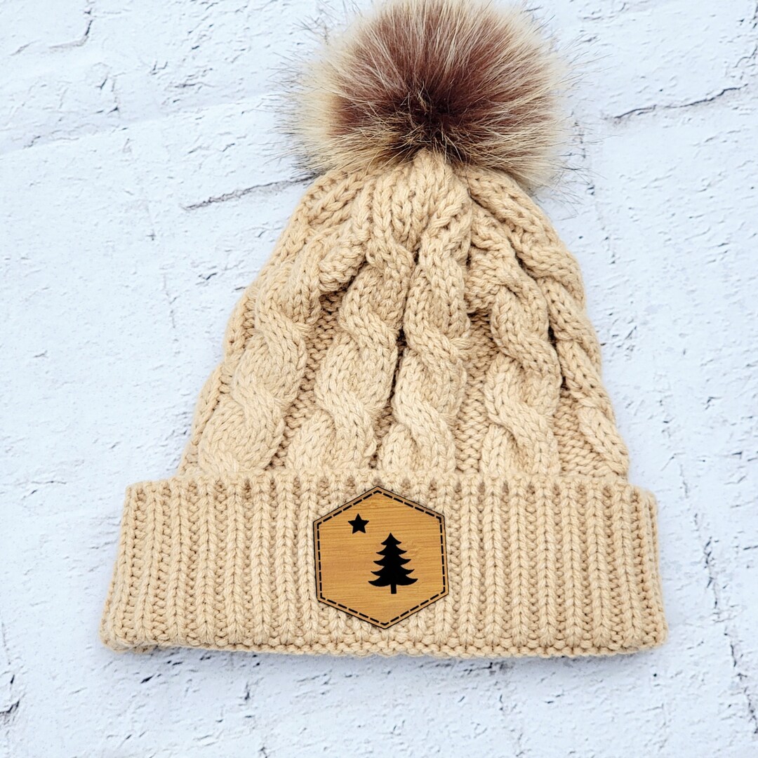 Maine Hat - Maine - Khaki Maine Flag Pom Hat - Maine Flag Winter Hat ...