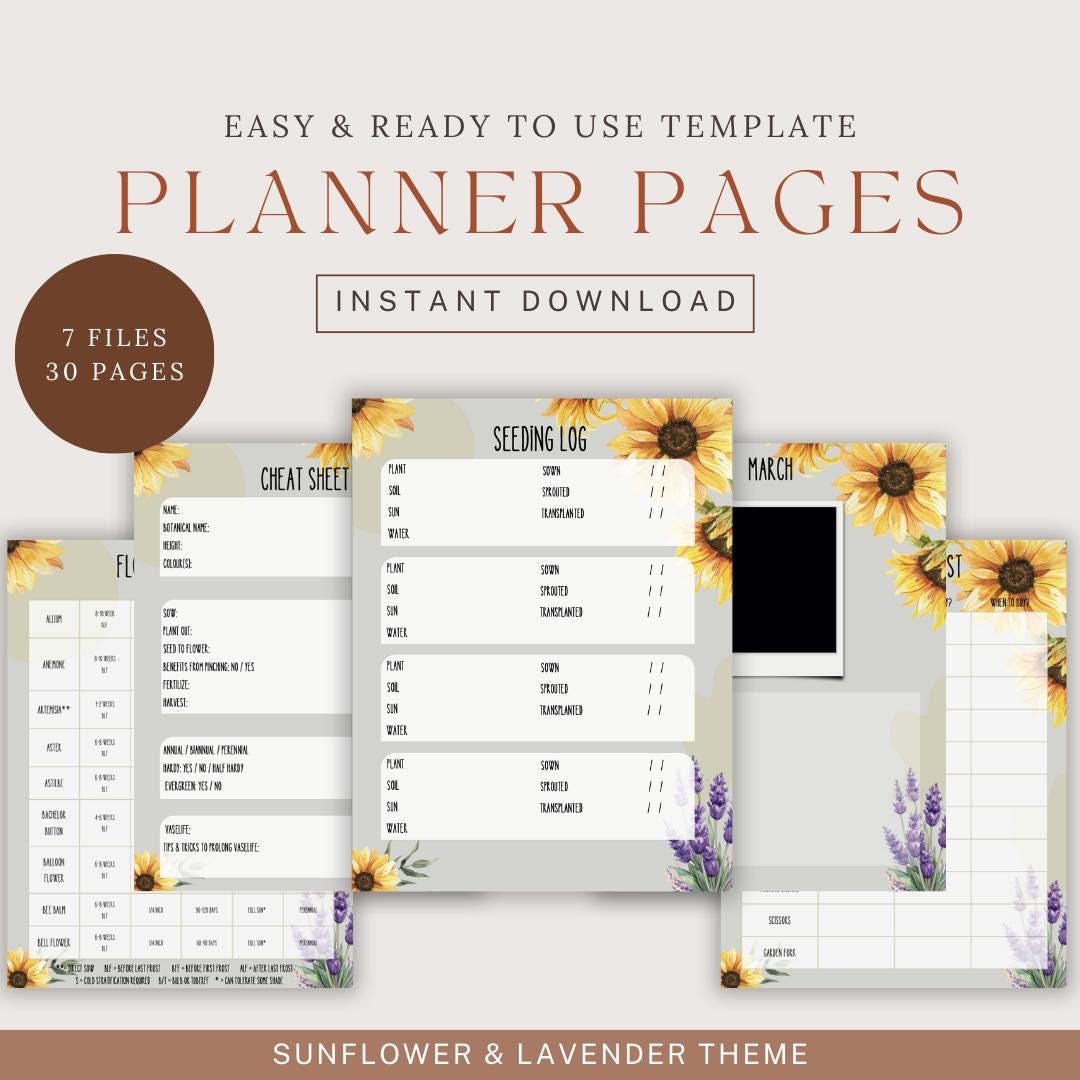 Printable Garden Planner, Sowing Log, Gardener's Log, Cut Flower Garden ...