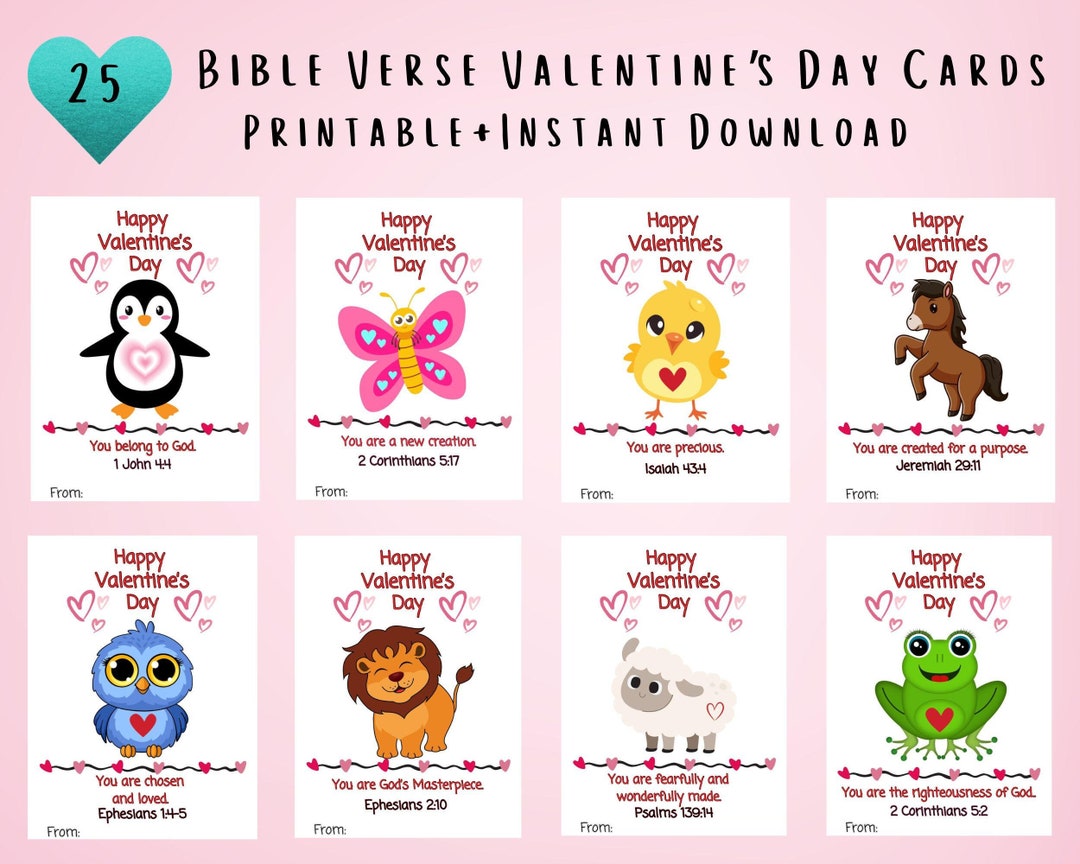 Bible Verse Valentine Cards Christian Valentine's for Kids Valentines ...