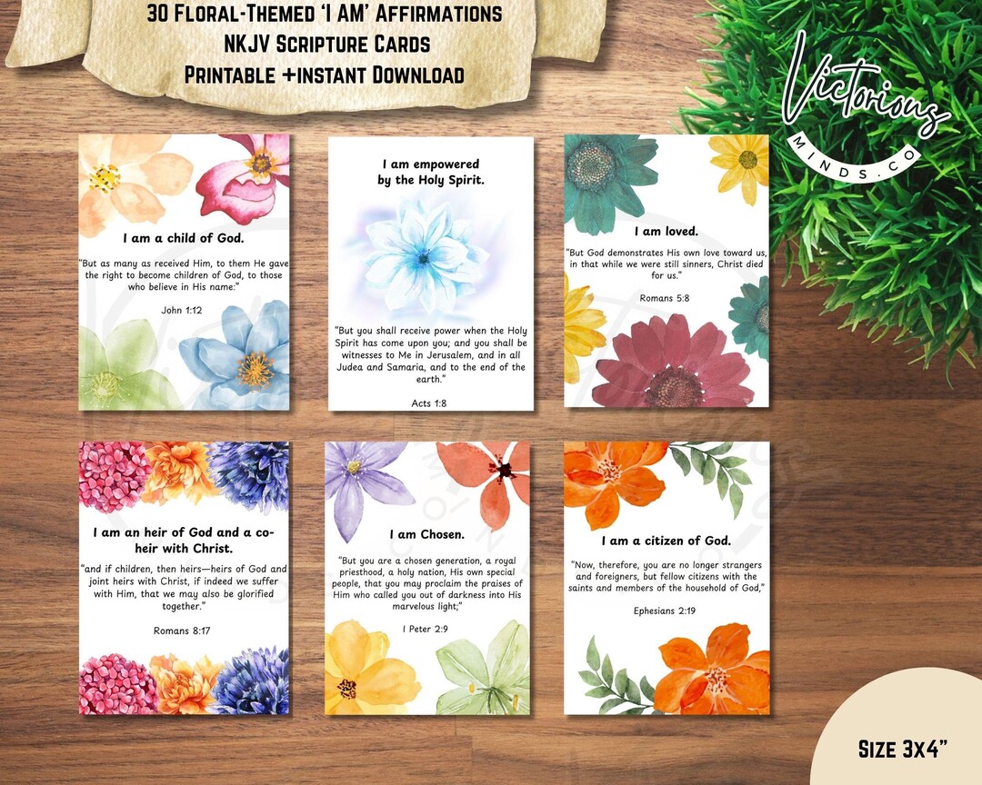 Printable Scripture Cards, Floral Scripture, Bible Verse Cards ...