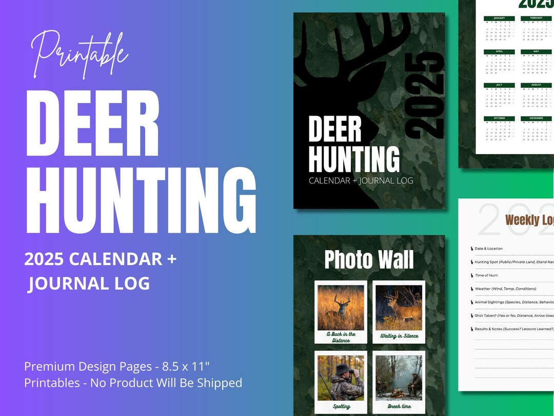 2025 Deer Hunting, Bow Hunter - Calendar & Journal Log - Premium ...