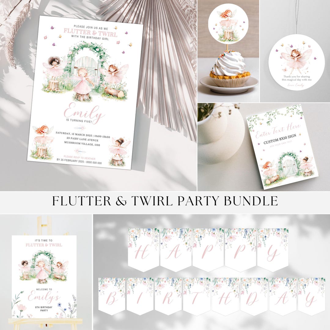 Editable Fairy Invitation, Printable Flutter and Twirl Digital Invite ...