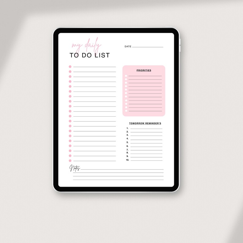 Editable To-do List, Printable Daily Checklist Template (digital ...