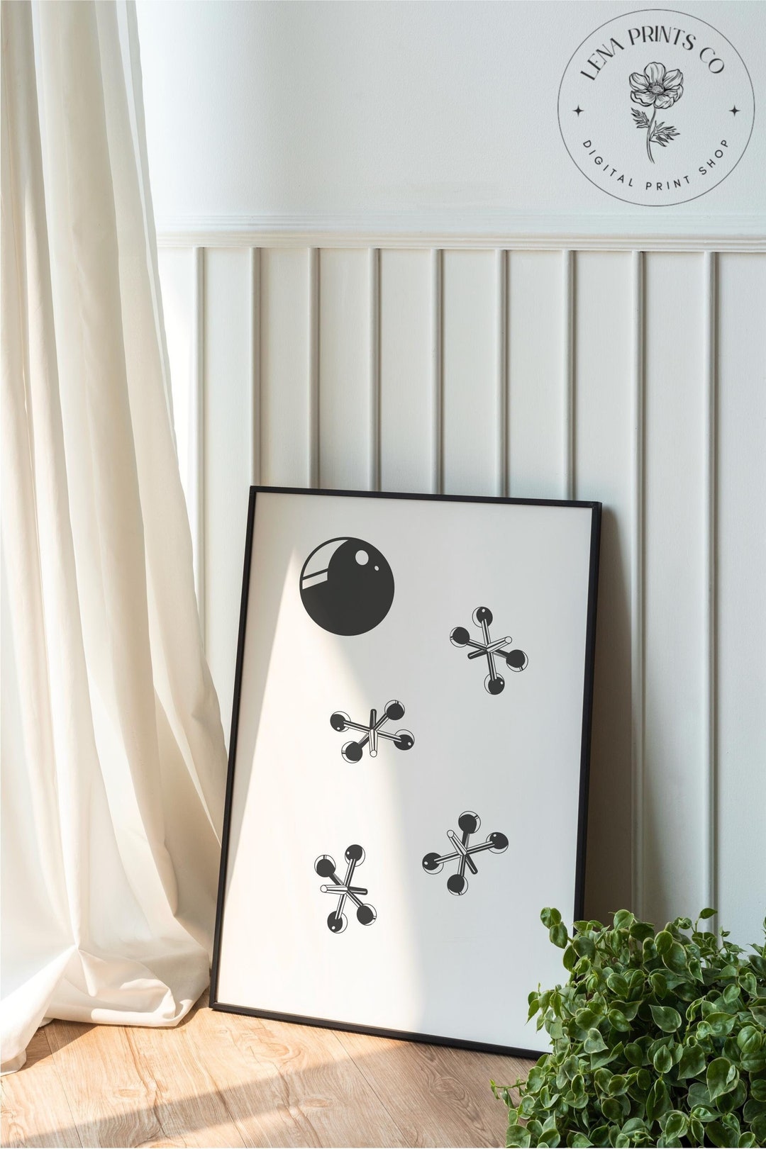 Vintage Jacks and Ball Game Print – Retro Playground Wall Art ...