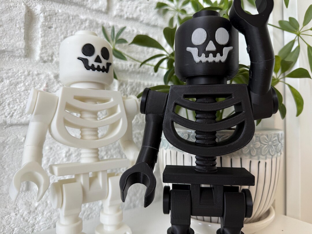 Giant Skeleton Minifigure – 9” Poseable Lego-inspired Halloween Décor ...