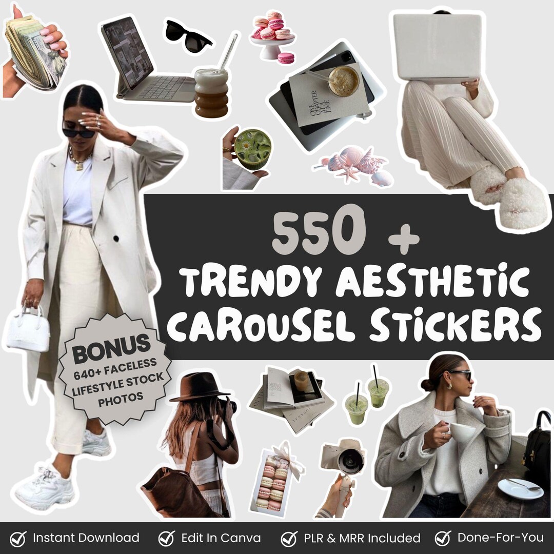550+ Trendy Instagram Carousel Stickers Canva Templates, Aesthetic ...