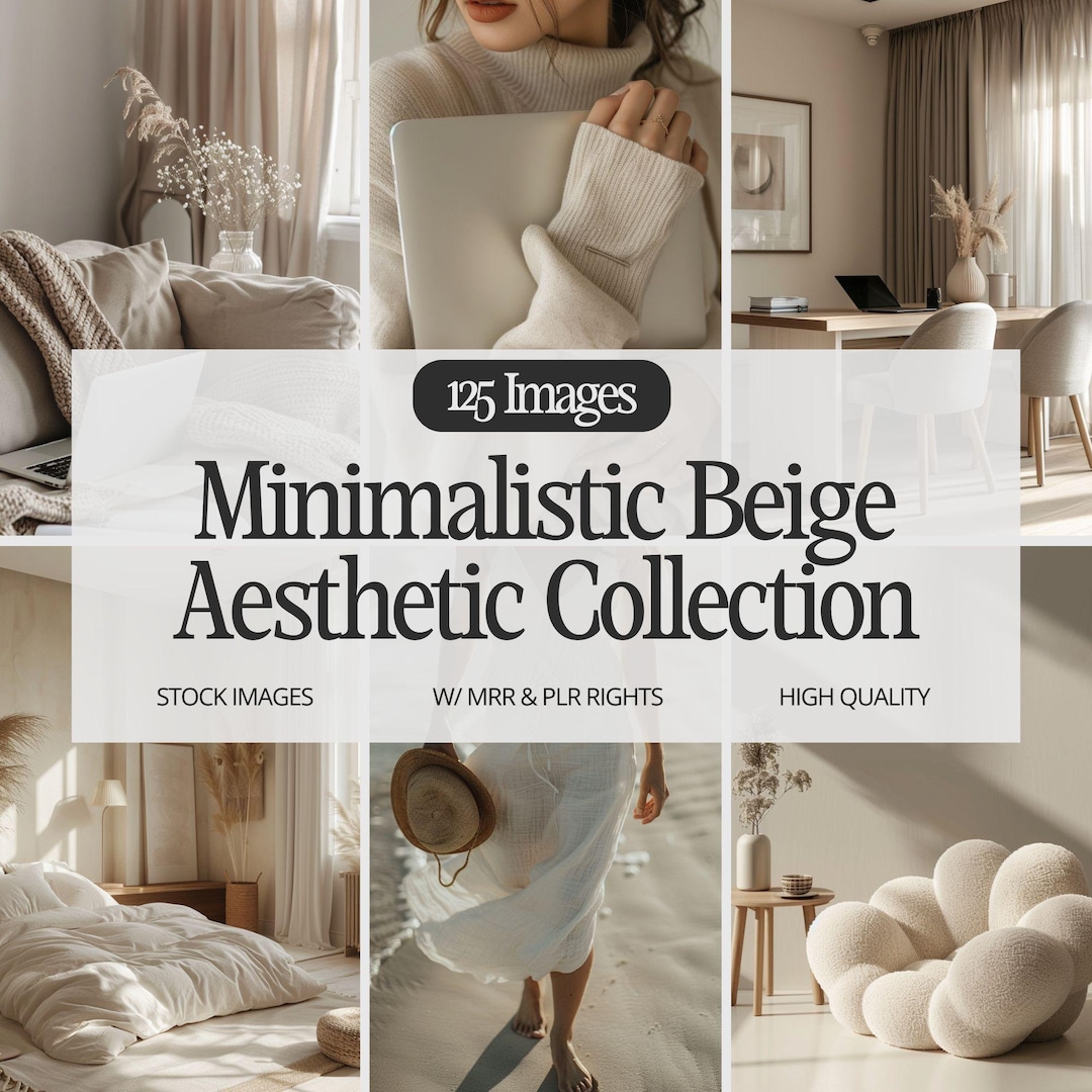 Beige Aesthetic Minimalist Stock Photo Bundle | 125 Ai-generated ...