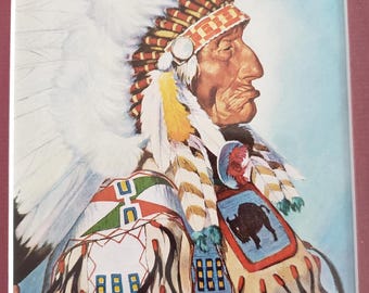 Chief Eagle Calf Blackfoot Indian in War Bonnet Native Art - Etsy