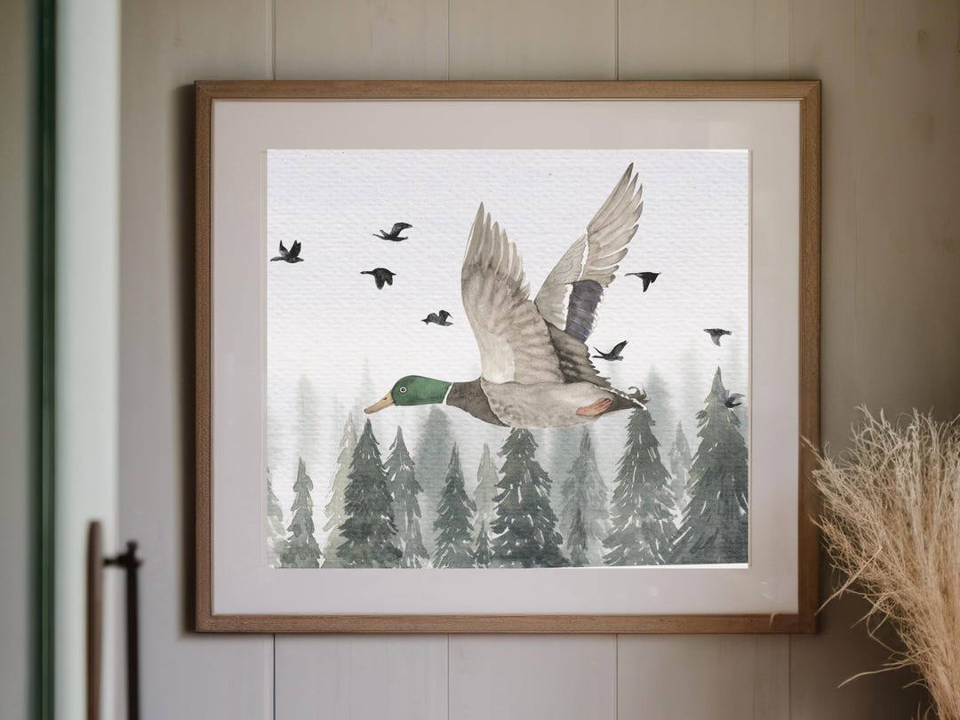 Migrating Duck, Flying Duck, Duck Hunting, Cabin Decor, Country Decor ...