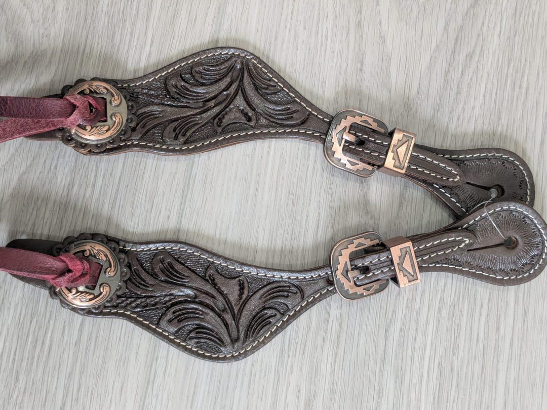 Tooled Leather Spur Straps | Rose Gold Hardware | Cowgirl Show Gear ...