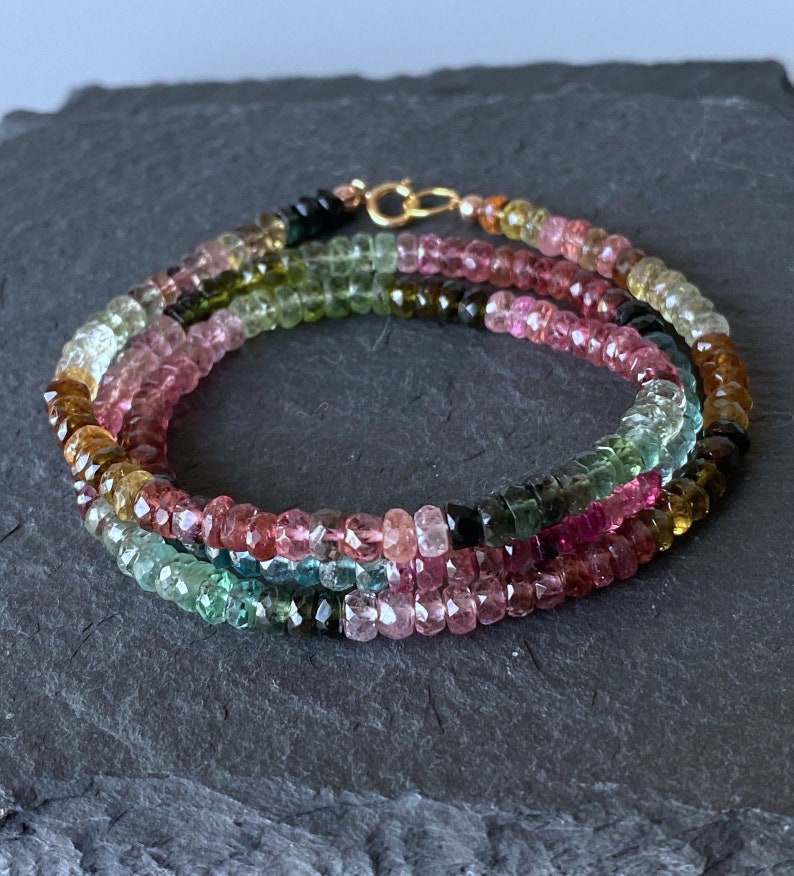 Multi Tourmaline Necklace Sterling Silver. Beaded Jewelry - Etsy