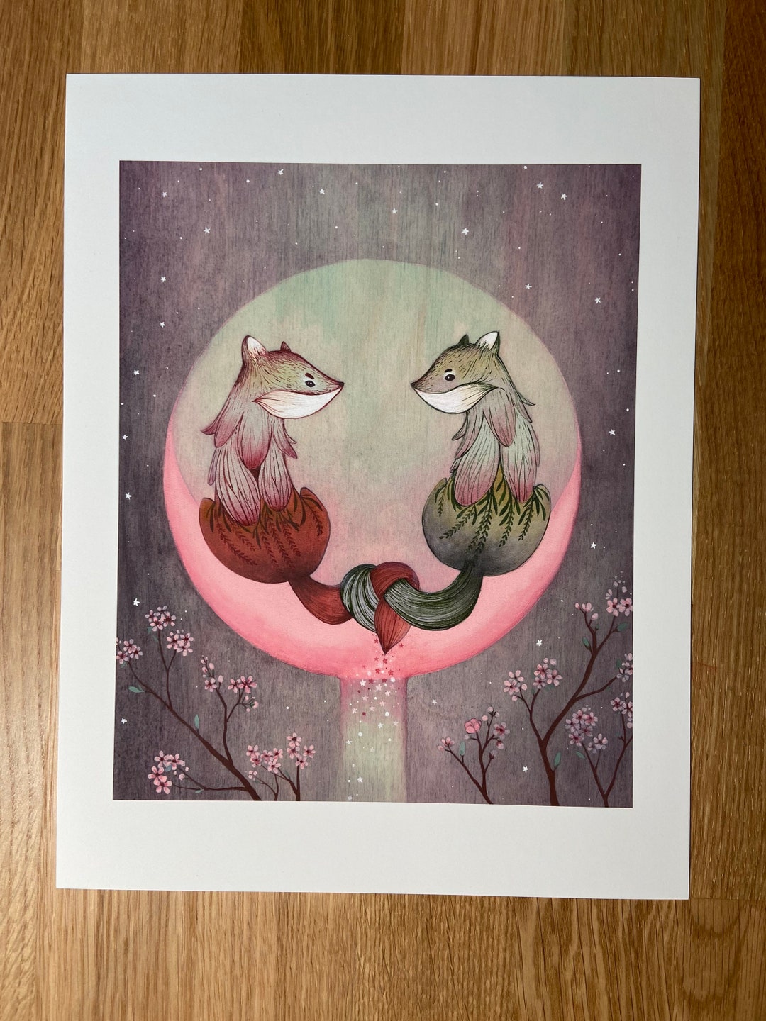 Art Print Foxy Blossom Whimsical Fox Art - Etsy