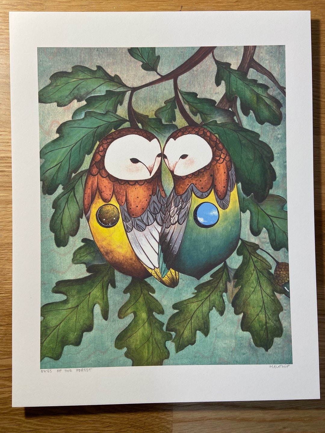 Eyes of the Forest Whimsical Acorn Owls Art Print - Etsy