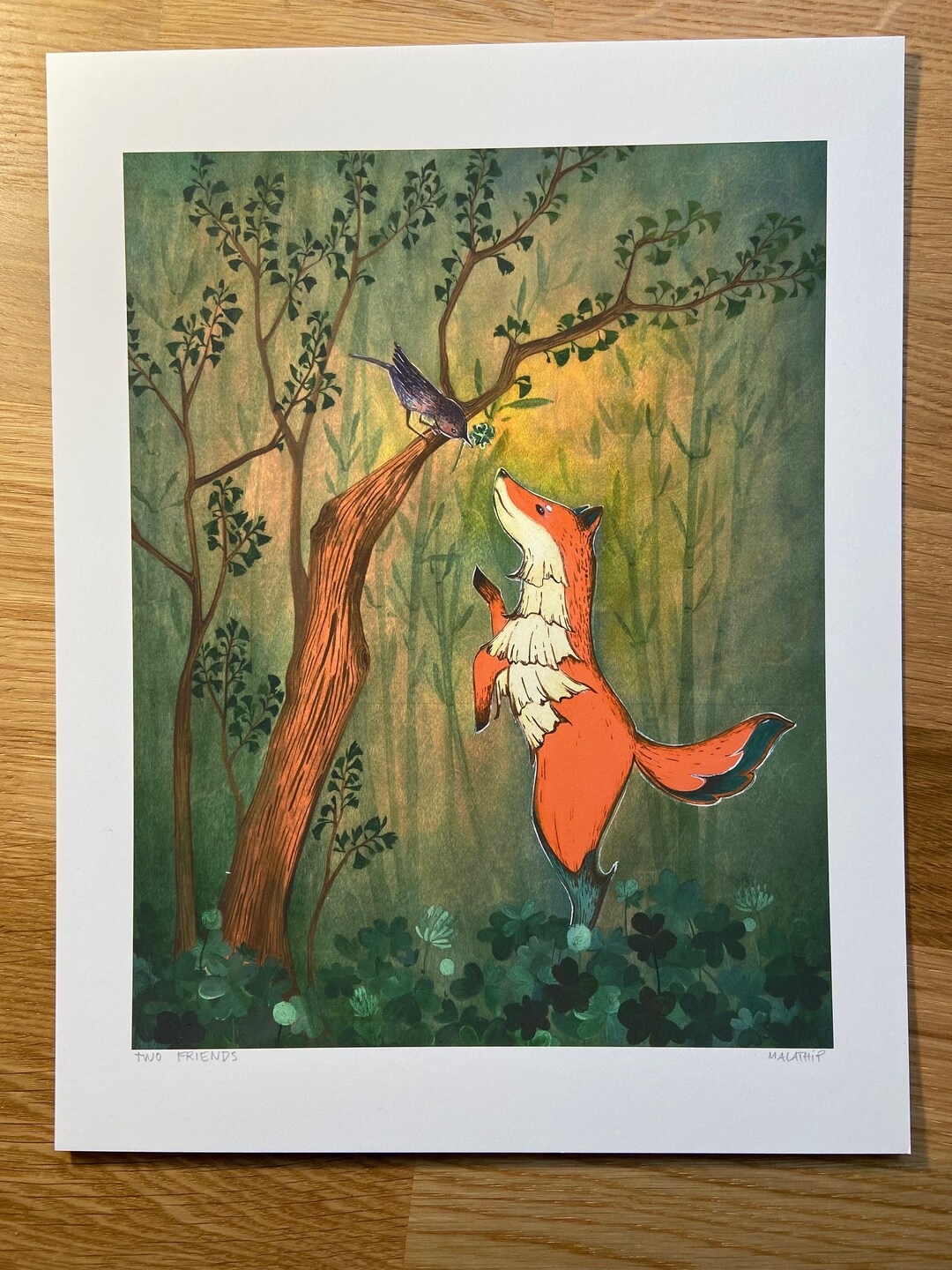 Two Friends Fox and Bird Art Print - Etsy