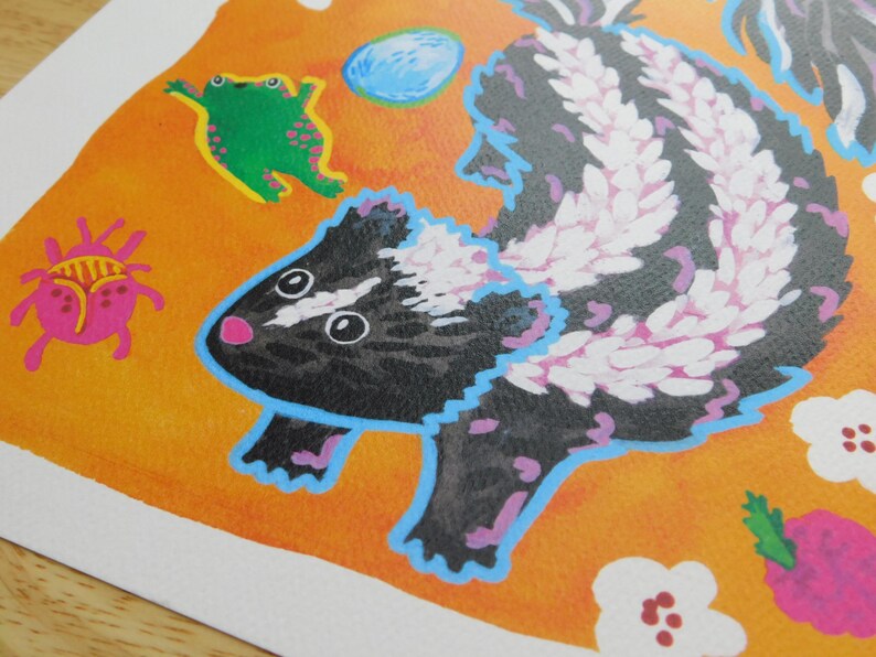 Skunk's Snack Party Art Print, Cute Animal Art 8x10 - Etsy