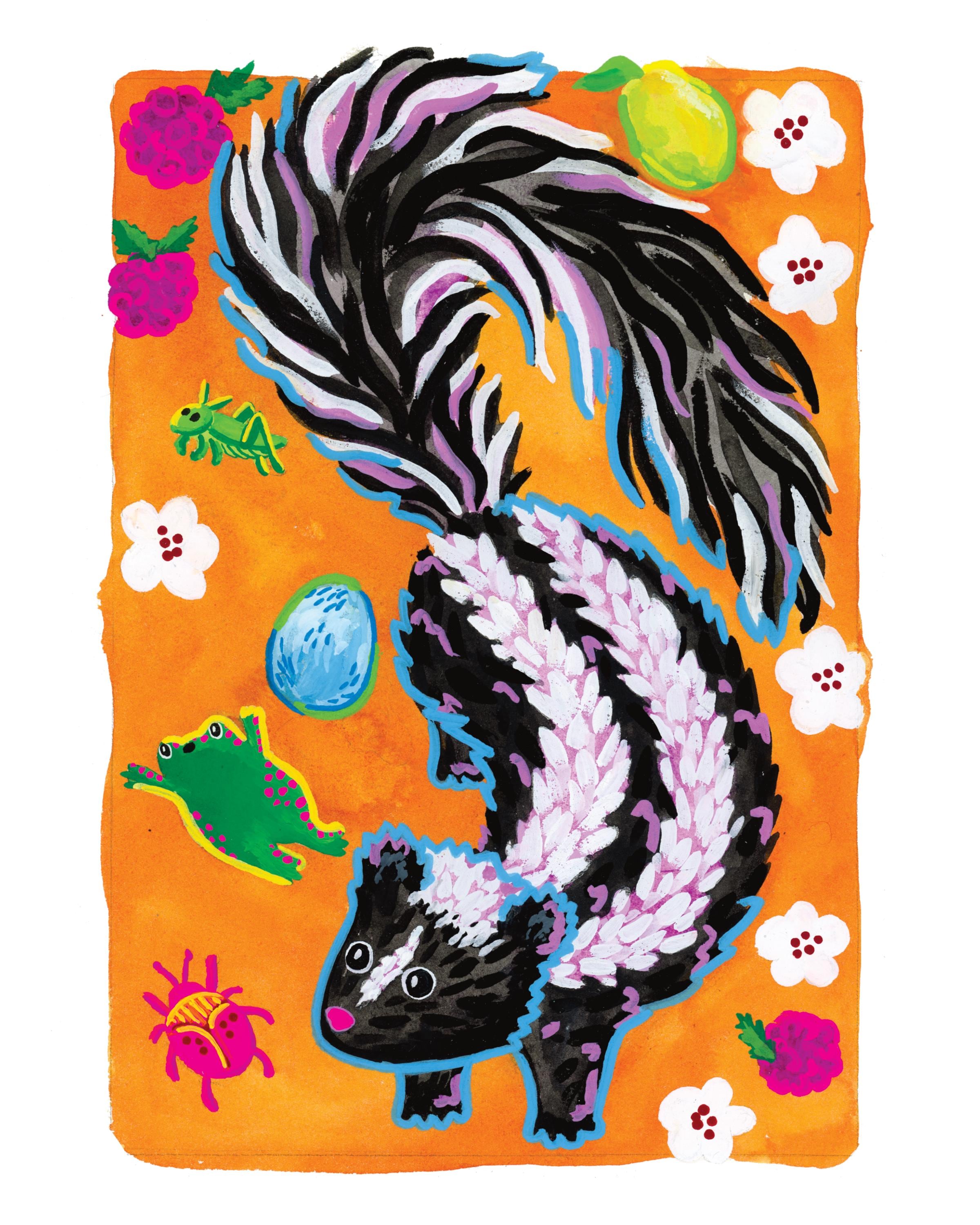 Skunk's Snack Party Art Print, Cute Animal Art 8x10 - Etsy