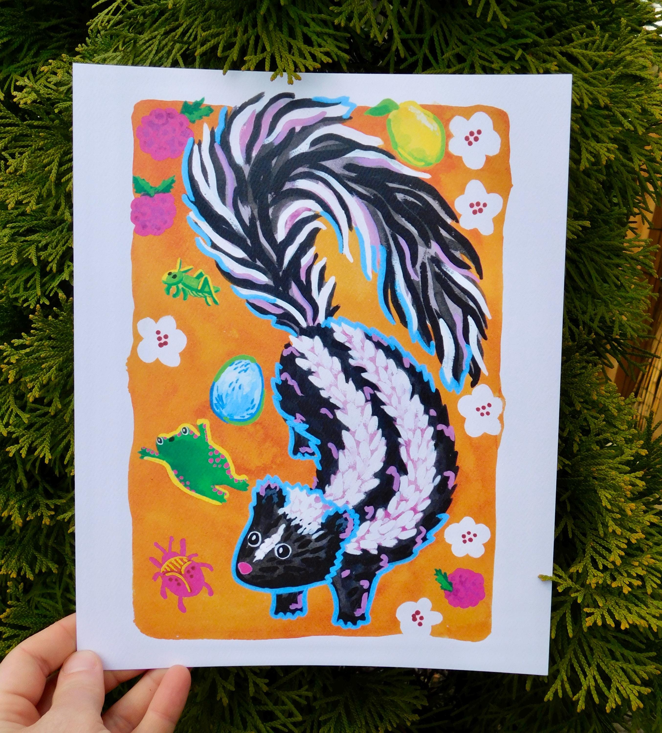 Skunk's Snack Party Art Print, Cute Animal Art 8x10 - Etsy