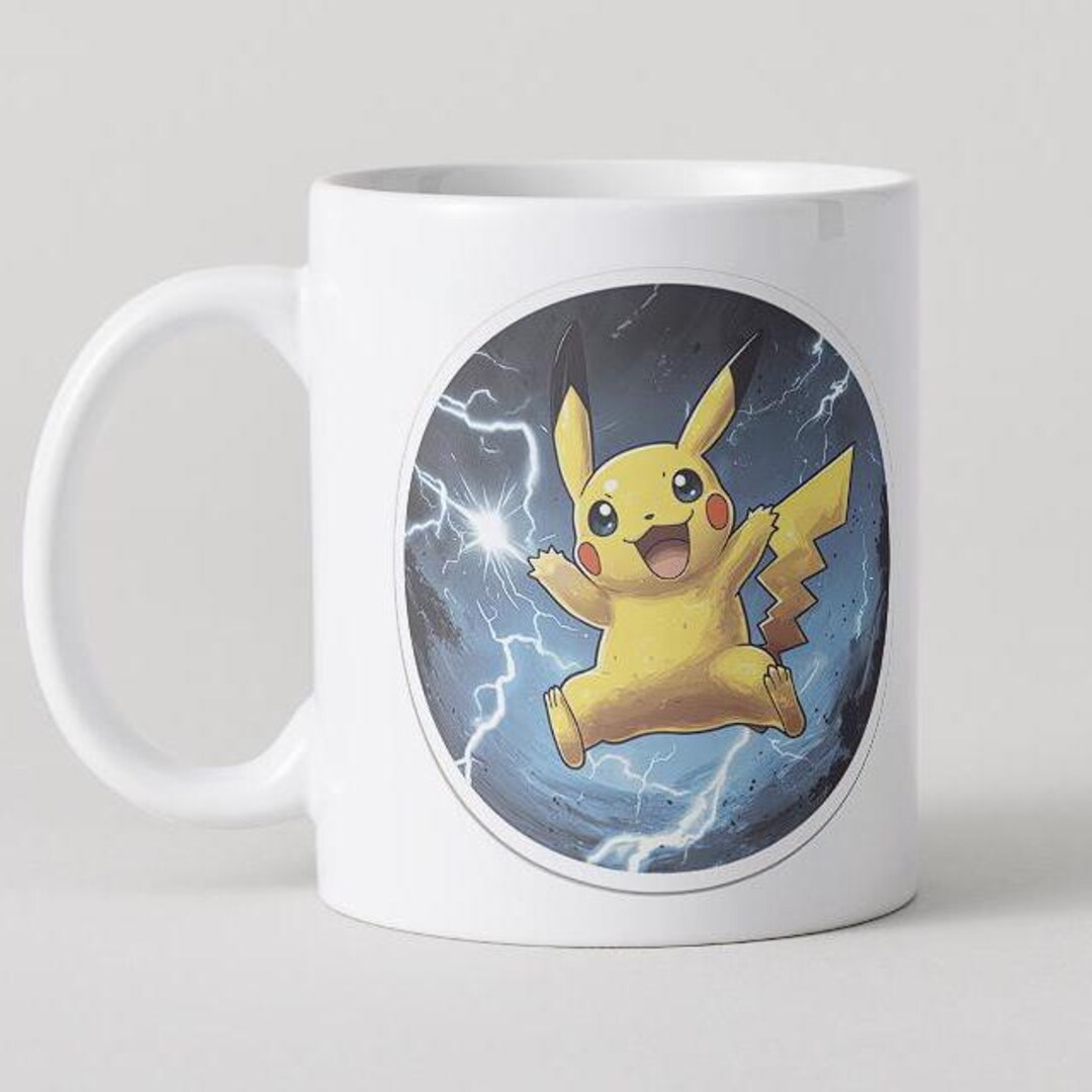 Pikachu Coffee Mug – 15 Oz Ceramic – Electric Sticker-style Design ...